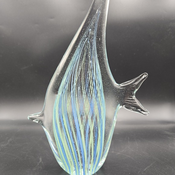 Art | Large Vtg Murano Style Venetian Art Glass Angelfish Centerpiece ...